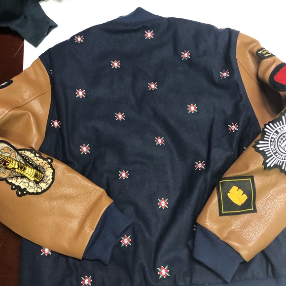 Reason | Jackets & Coats | Reason Navy Blue Patches Bomber Varsity Jacket | Poshmark
